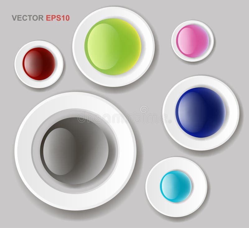 Set of Colored 3d Buttons. Icons for Web Stock Vector - Illustration of ...