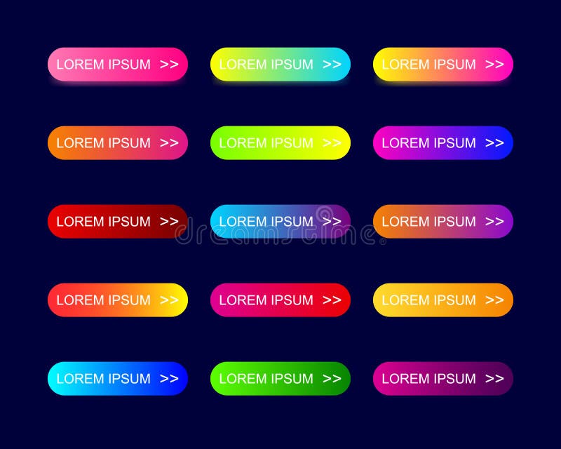 Web Buttons Flat Design with Colorful Trendy Gradient Stock ...