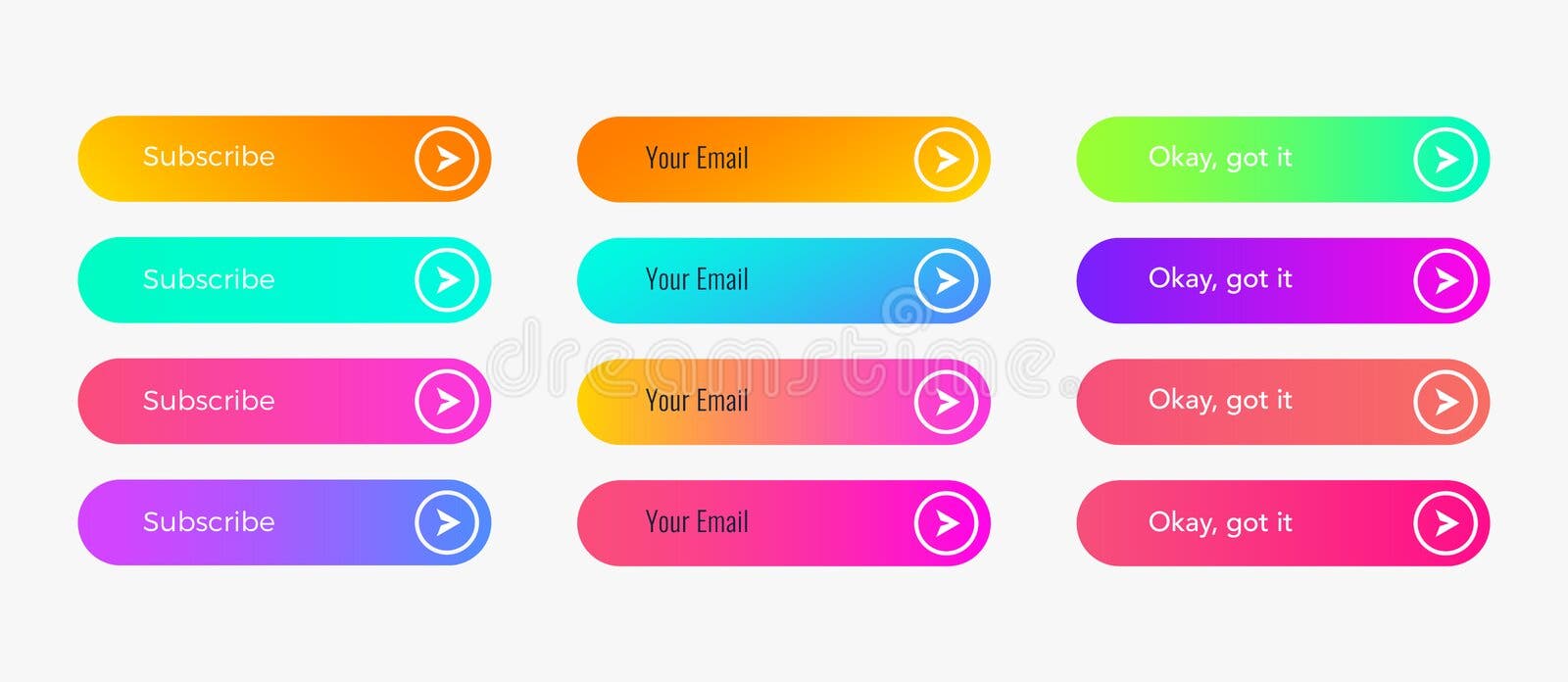 Web Buttons Flat Design Template with Color Gradient Stock Vector ...
