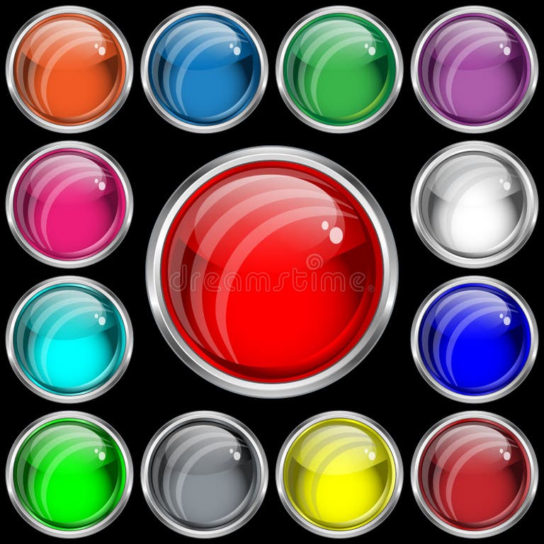 Web Buttons with a Glass Effect Stock Vector - Illustration of glossy ...