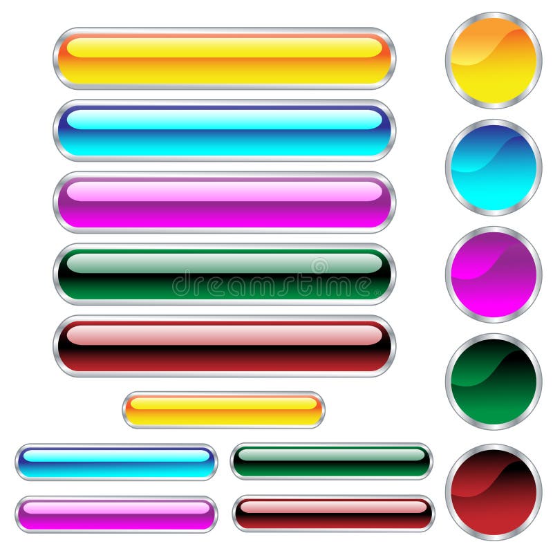 Web Buttons Glossy Assorted Colors and Shapes Stock Vector ...