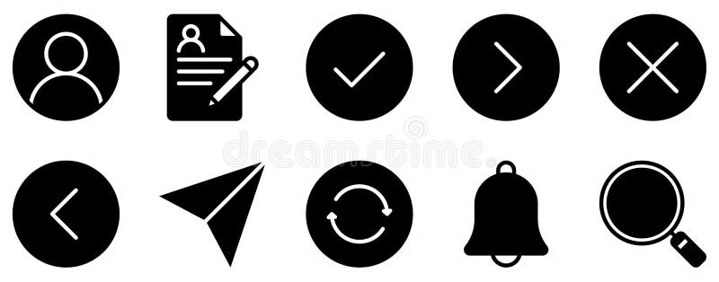 Web Buttons Icon Set Sleek Solid Style Collection for Interactive ...