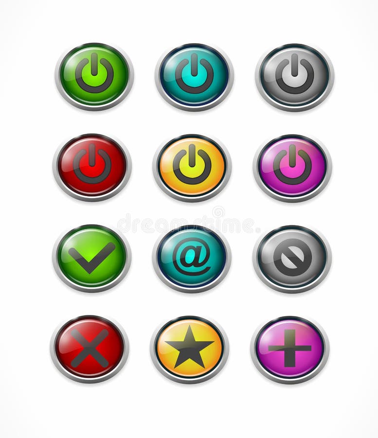 Set of Retro 3D Buttons Vector Stock Vector - Illustration of icon ...