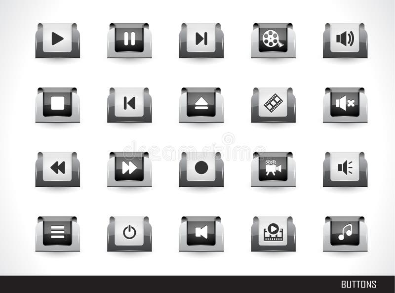 Set of grey web buttons stock vector. Illustration of curve - 21969635