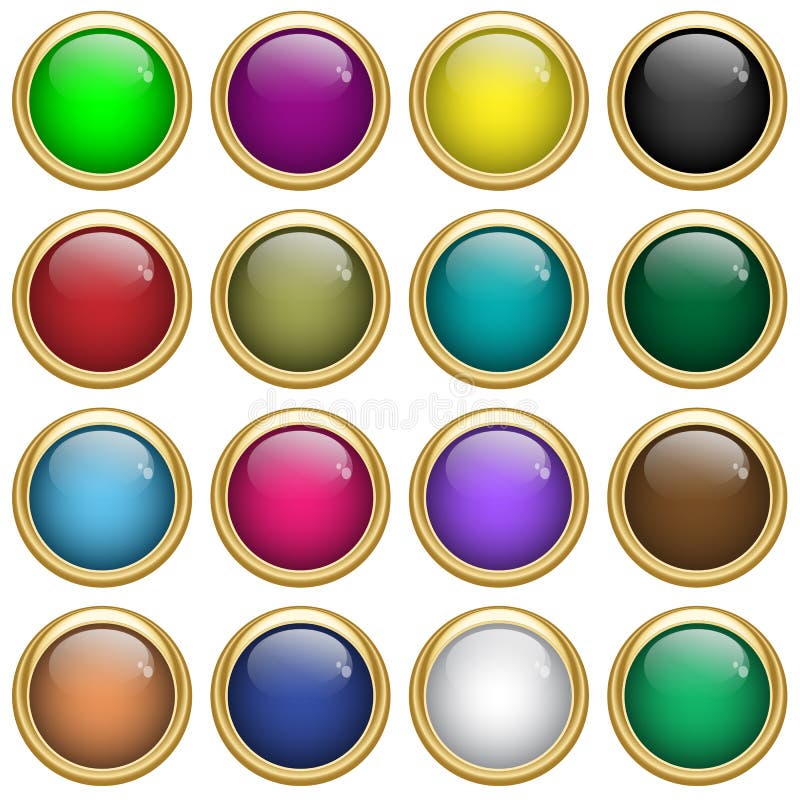Web buttons round in gold stock vector. Illustration of push - 18002570