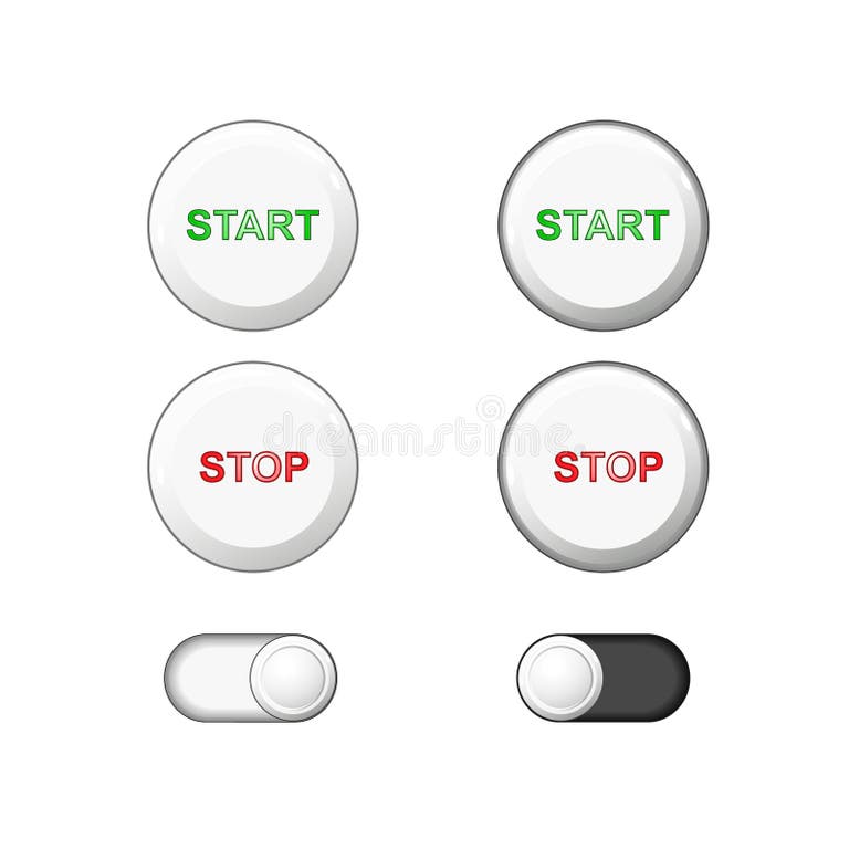 Web Buttons Set. Vector. White Plastic Round Solid Buttons. Icons for ...
