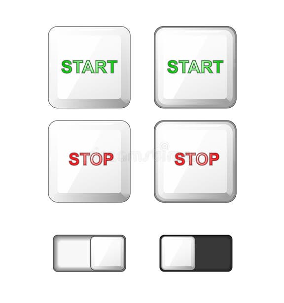Web Buttons Set. Vector. White Plastic Round Solid Buttons. Icons for ...