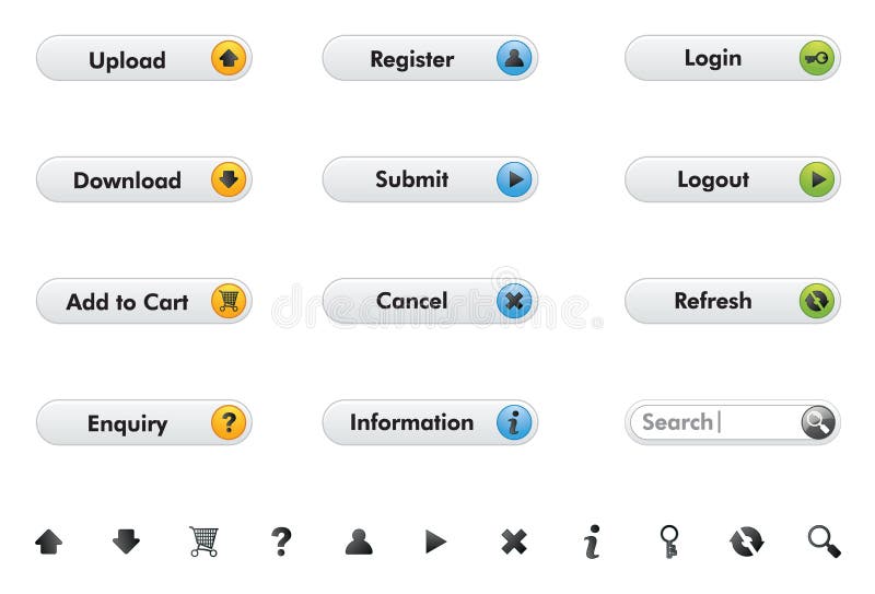 Web Buttons and Web Elements Stock Vector - Illustration of button ...