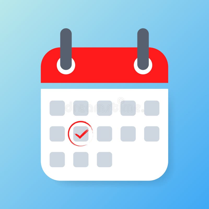 Calendar with Red Check Mark. Highlight Important Date on Calendar ...
