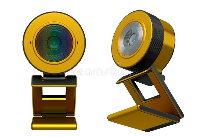 Web Camera on Stand for Online Video Chat and Conference on Yellow ...