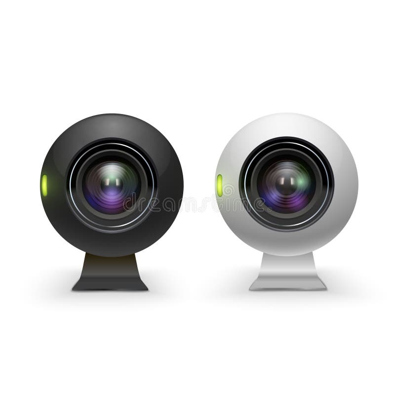 Web Cameras White and Black Realistic Set. Computer Webcams. Modern ...