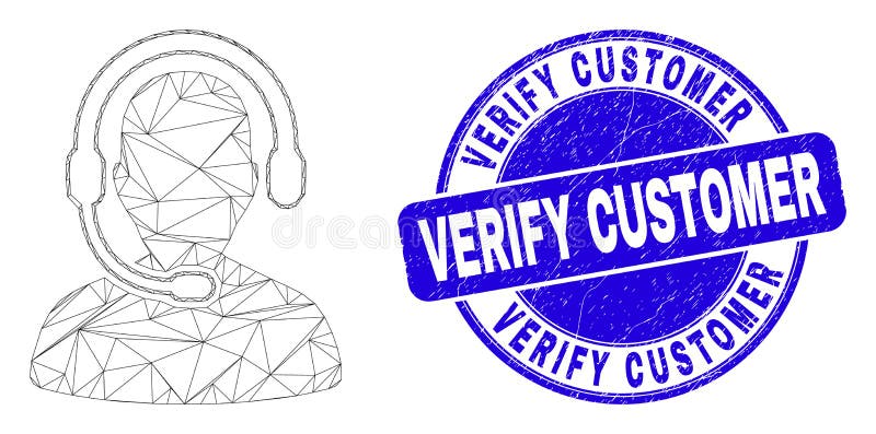 Blue Distress Verify Customer Stamp Seal and Web Carcass Call Center ...