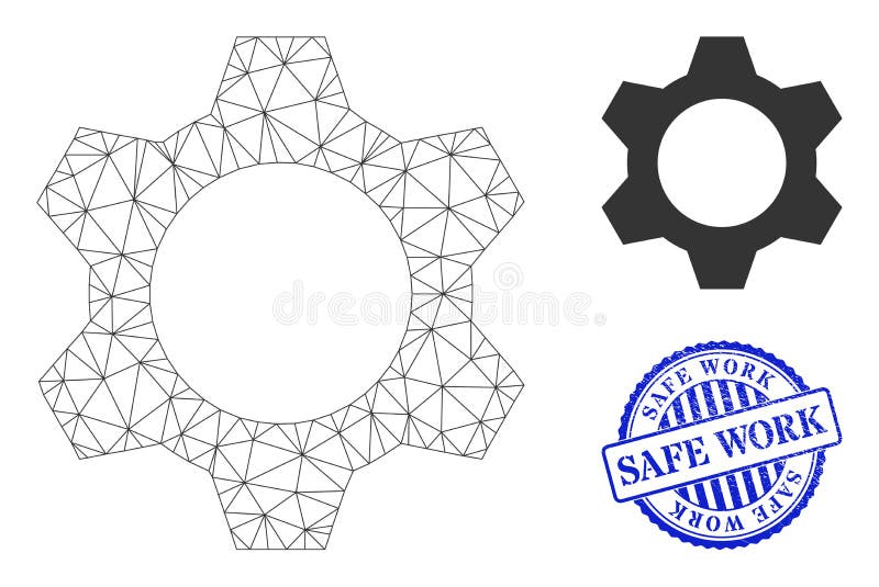 Safe Work Textured Badge and Web Network Cog Vector Icon Stock Vector ...