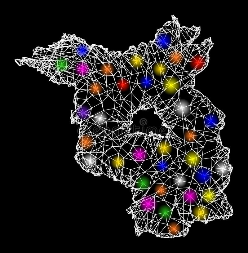 Web Carcass Map of Brandenburg State with Bright Light Spots Stock ...