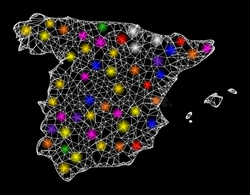Web Carcass Map of Spain with Shiny Light Spots Stock Vector ...