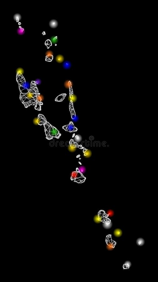 Web Carcass Map of Vanuatu Islands with Colorful Light Spots Stock ...