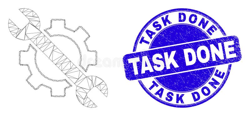 Blue Distress Task Done Stamp and Web Mesh Options Tools Stock Vector ...