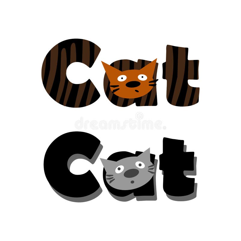 Cat Lettering for Logo. Vector Gray Isolated Stock Illustration ...