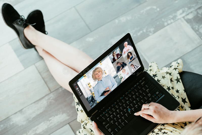 Web Chat Remote Work Freelancer Laptop Colleagues Stock Photo - Image ...