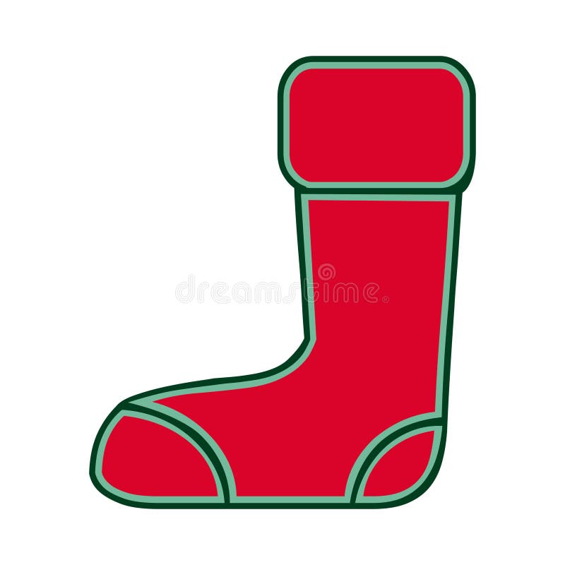 Christmas Red Sock with Green Border Icon Stock Vector - Illustration ...