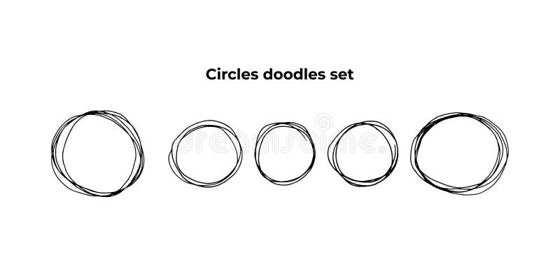 Circles Doodle Set. Hand Drawn Stock Illustration - Illustration of ...
