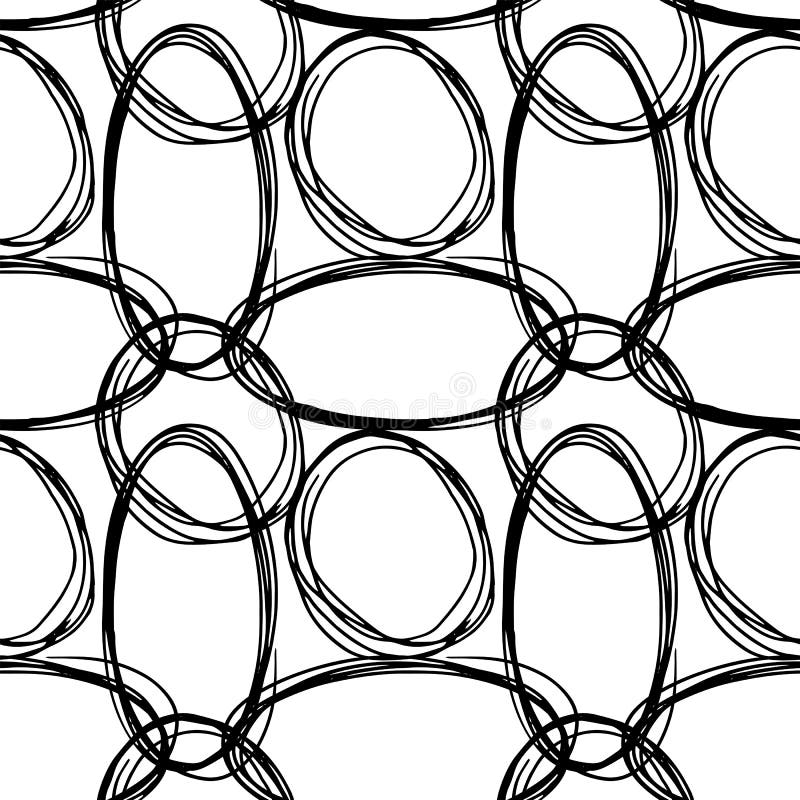Circles Seamless Pattern. Hand Drawn Doodle Black Vector Stock ...