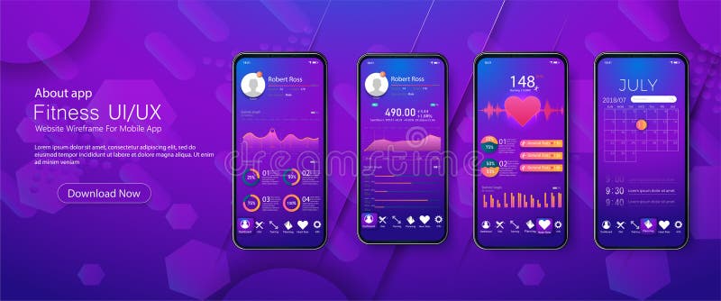 Clean Mobile UI Design Concept Mobile App Stock Vector - Illustration ... Clean Mobile UI Design Concept Mobile App Stock Vector - Illustration ...