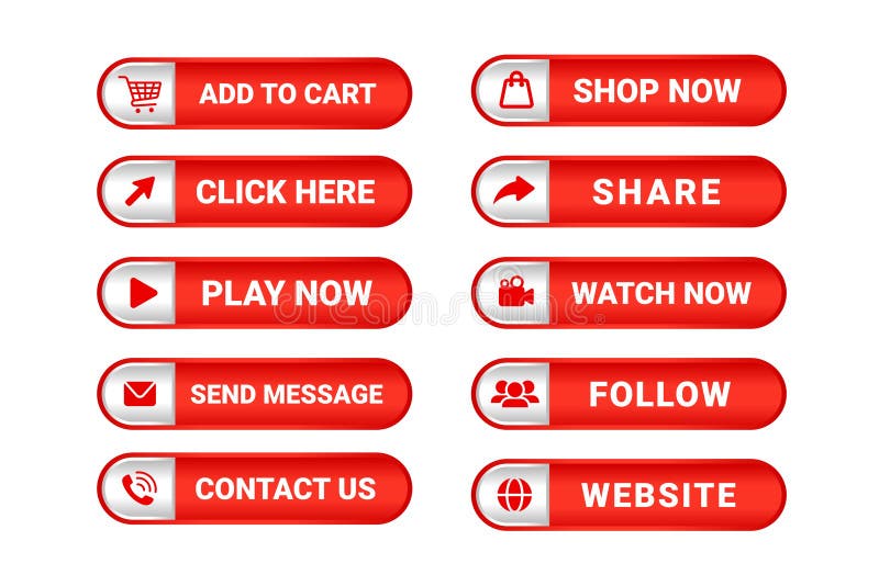 Web Click Button Social Media Icon Design Collection Stock Vector ...