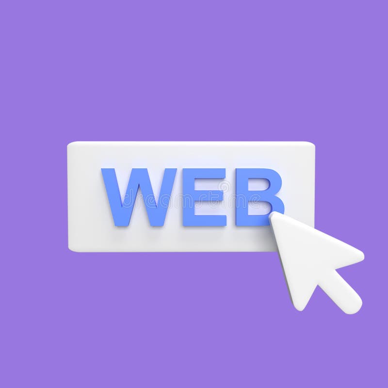 Web Click 3d Icon Model Cartoon Style Concept. Render Illustration ...