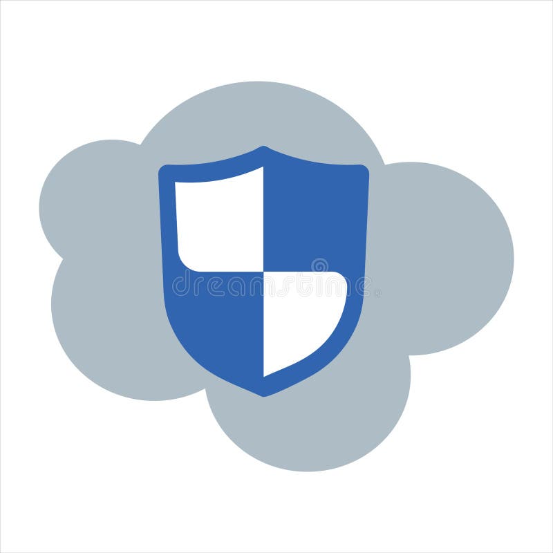 Cloud with shield stock vector. Illustration of files - 265879185