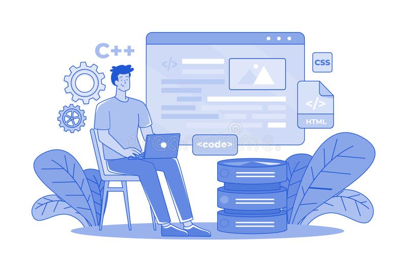 Kid Coding Illustration Banner with Copy Space, for Student Programming Classes Poster. Stock ...