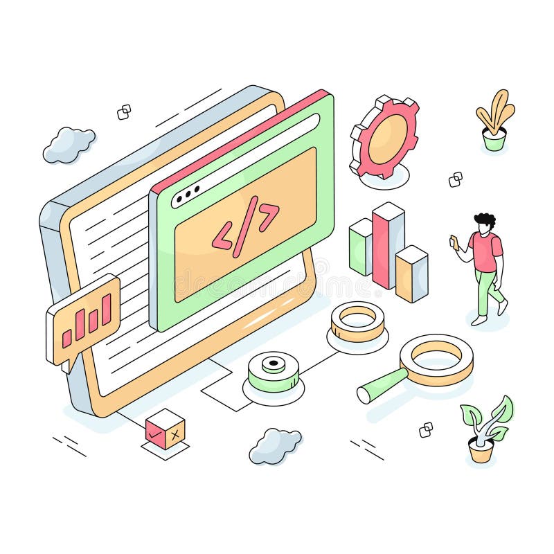 Web Coding stock vector. Illustration of diagram, circle - 355119066