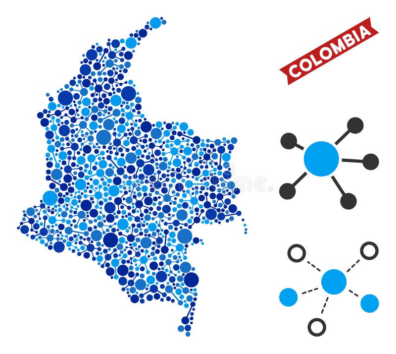 Dot Colombia Map with Blue Variant Stock Vector - Illustration of ...
