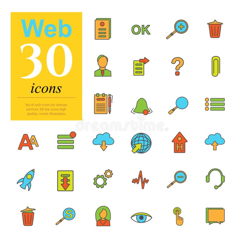 30 web color icons stock vector. Illustration of business - 70751372