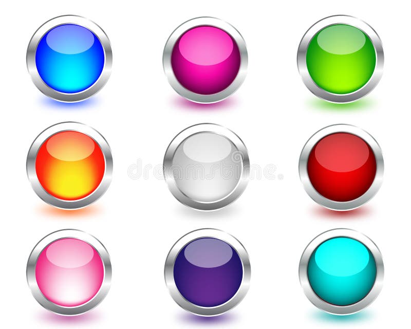 Web Colored Buttons Round with Reflection . Stock Illustration ...