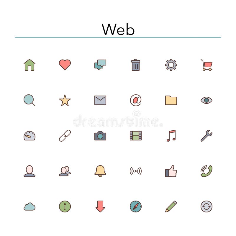 Web Colored Line Icons stock vector. Illustration of button - 49255924