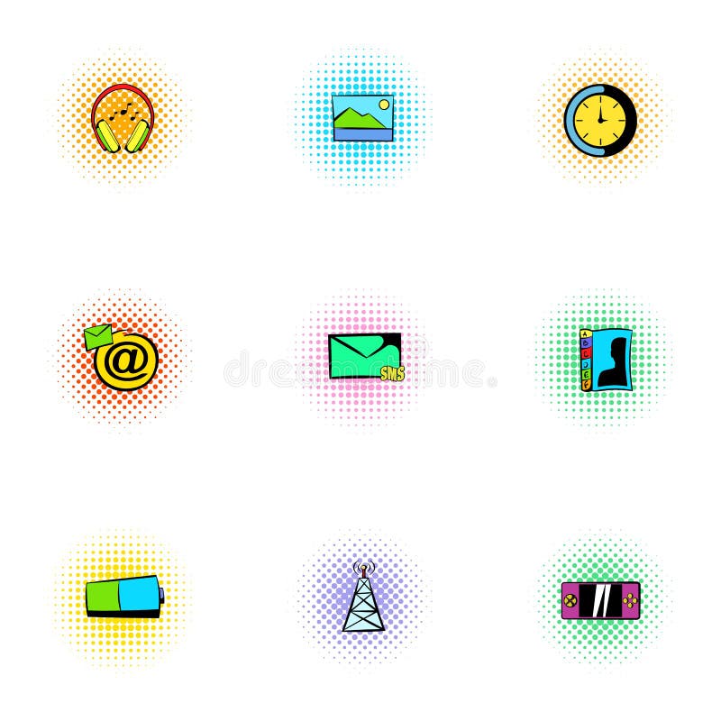 Web Communication Icons Set, Pop-art Style Stock Vector - Illustration ...