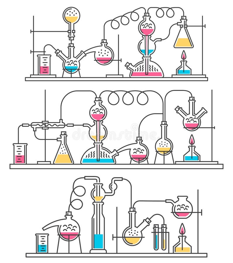 A Complex Chemical Reaction Stock Vector - Illustration of glassware ...
