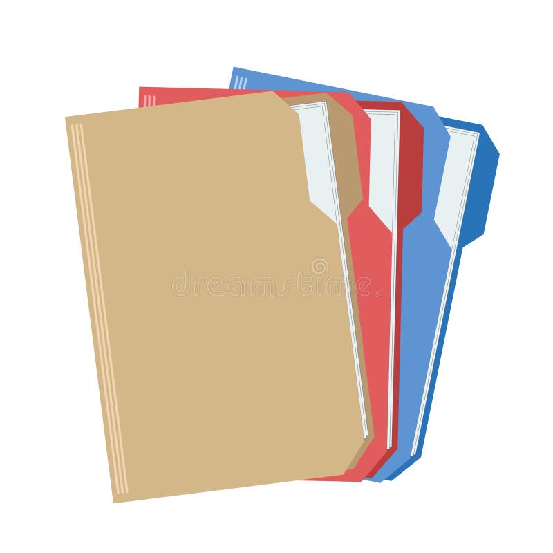Web Computer Color Folders with Documents Files for Design on White ...