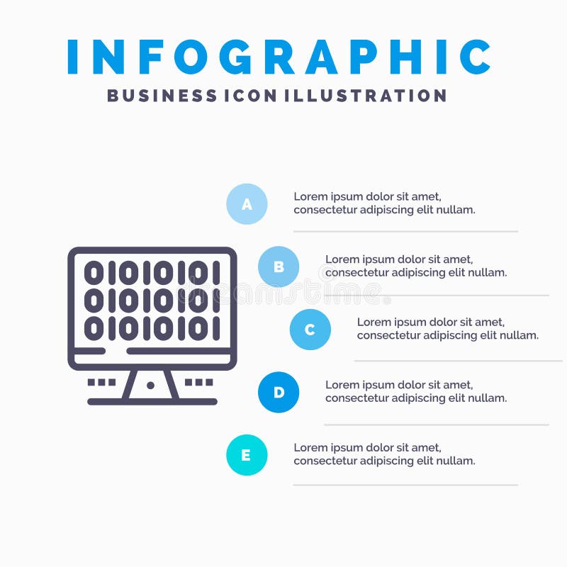 Web, Computer, Computing, Server Blue Infographics Template 5 Steps ...