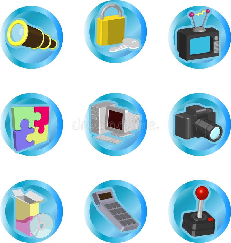 3d Color Web and Internet Icon Set Stock Vector - Illustration of ...