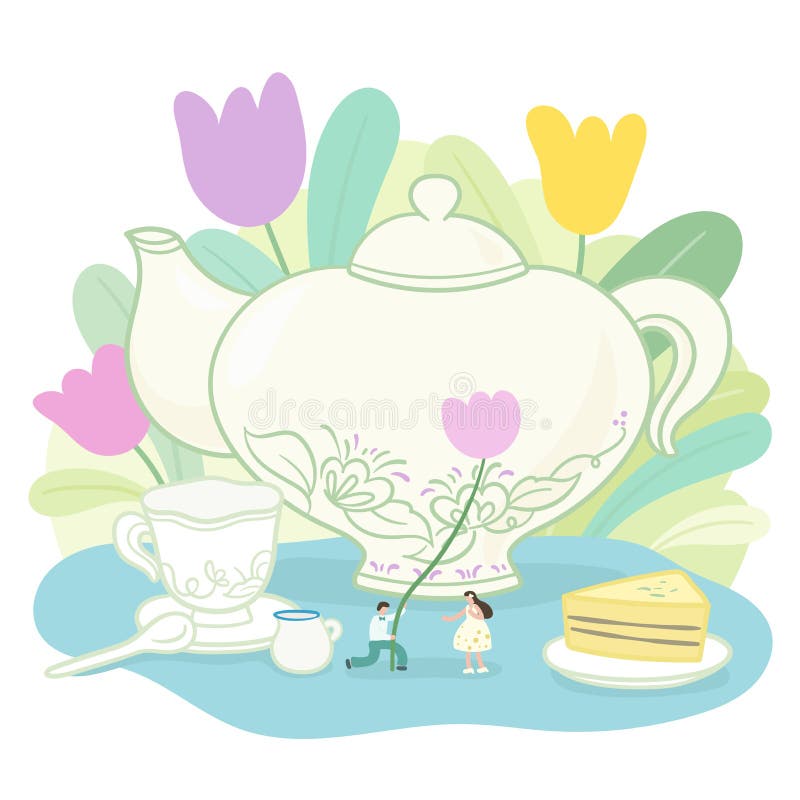 Concept of Tea Time.Flat Vector Illustration Stock Vector ...