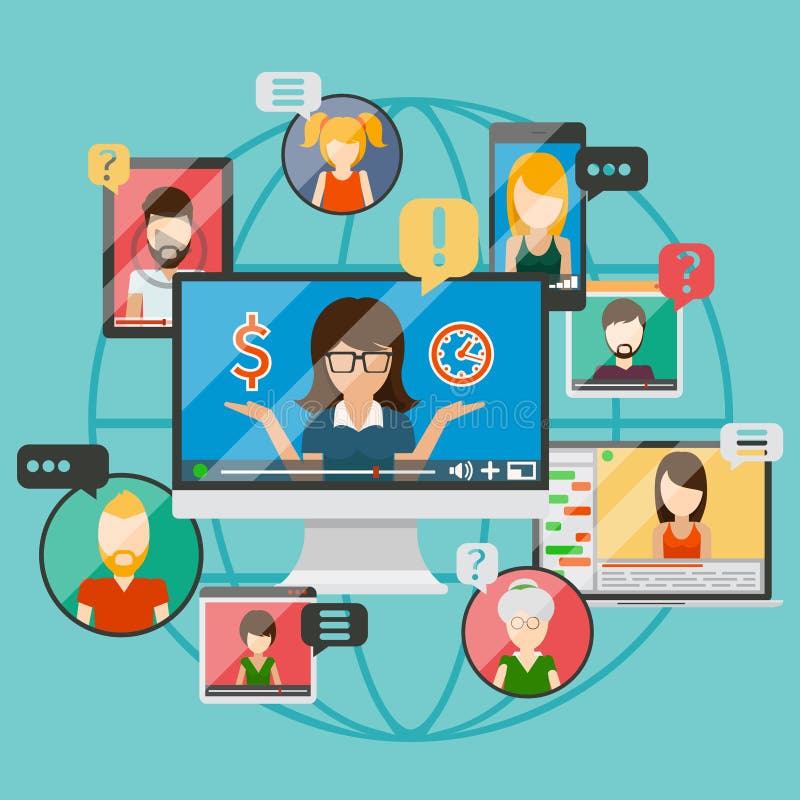 Web Conference Concept or Online Stock Vector - Illustration of message ...