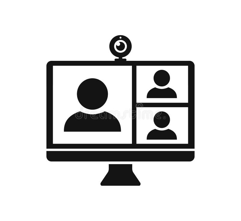 Web Conference Icon with People and Web Camera on Computer Screen ...