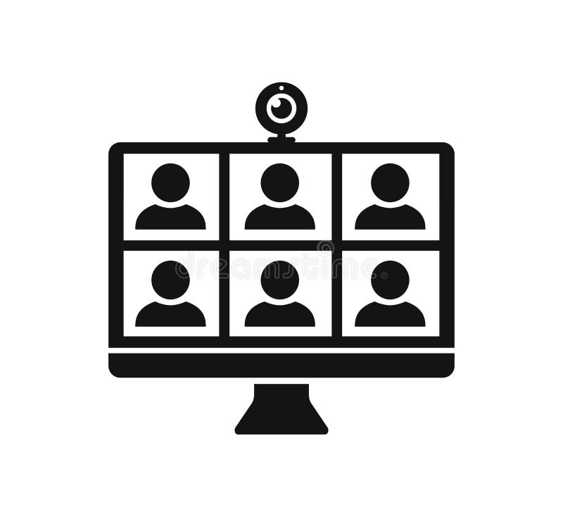 Web Conference Icon with People and Different Devices Screen, Business ...