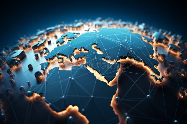 Web of Connection. World Map Embodies Global Networking, Internet ...