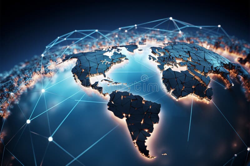 Web of Connection. World Map Embodies Global Networking, Internet ...