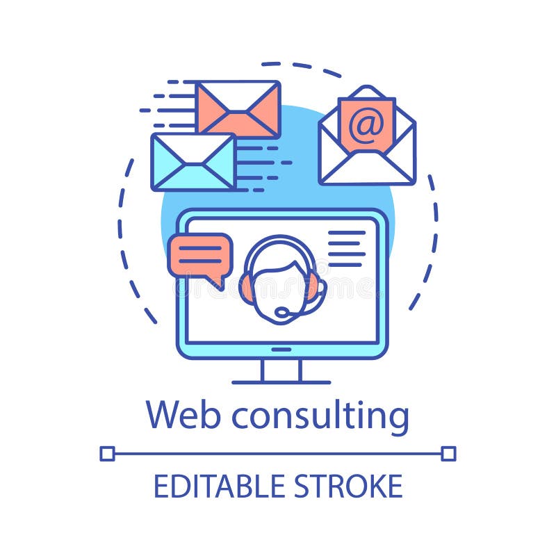 Web Consulting Concept Icon Stock Vector - Illustration of linear ...