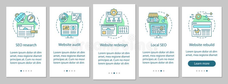 Web Consulting Onboarding Mobile App Page Screen Vector Template Stock ...