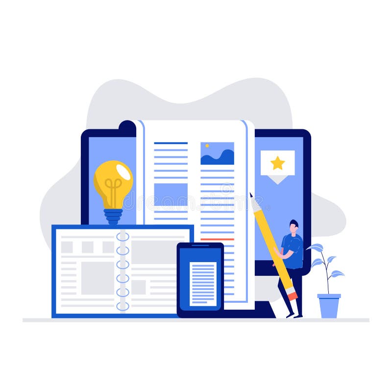 Web Content Vector Illustration Concept with Characters. Modern Flat ...